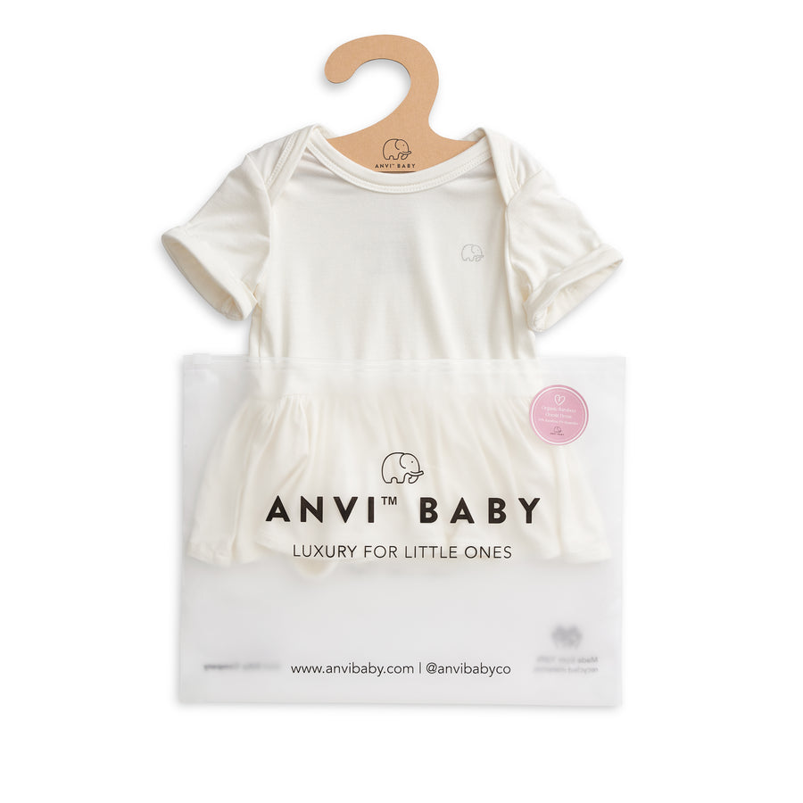 Organic Bamboo Spandex Onesie Dress- White – Anvi Baby