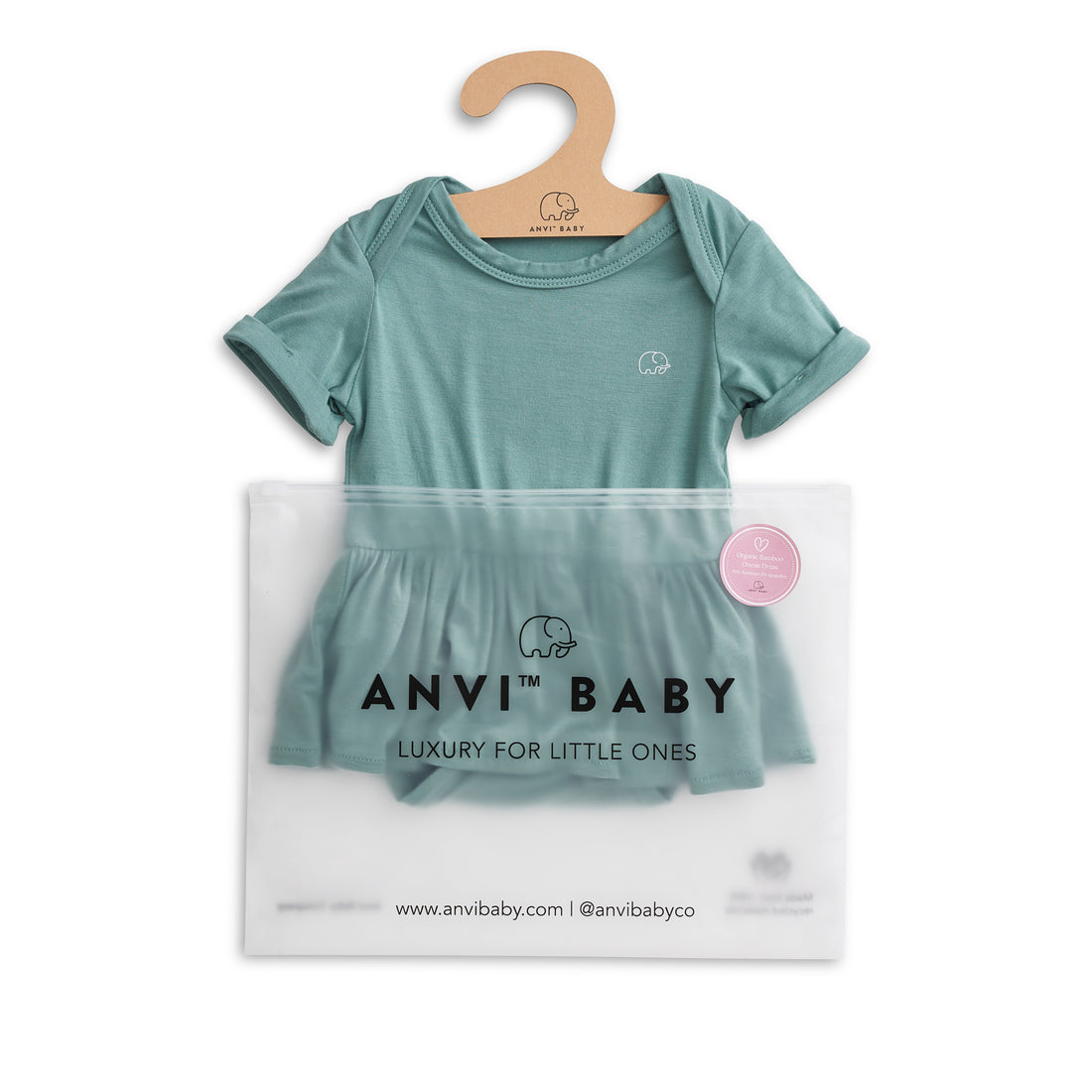 Organic Bamboo Spandex Onesie Dress- Sage Green – Anvi Baby