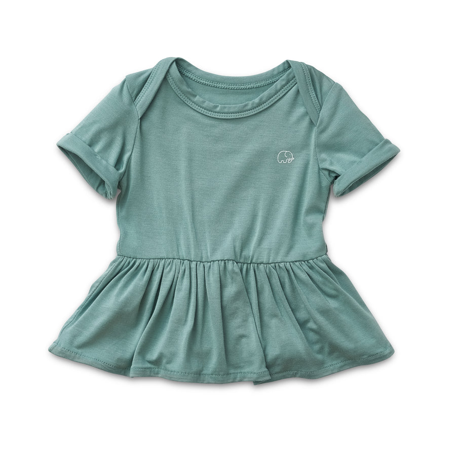 Organic Bamboo Spandex Onesie Dress- Sage Green – Anvi Baby