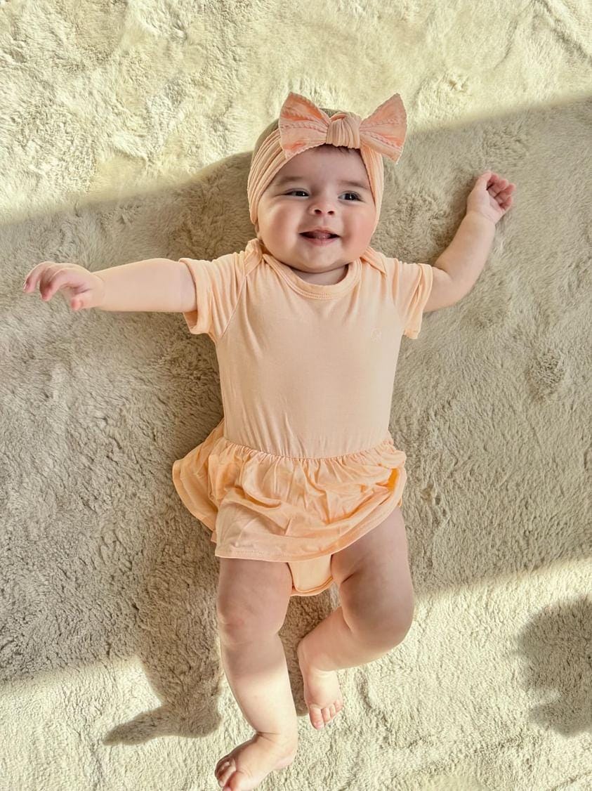 Organic Bamboo Spandex Onesie Dress- Peach – Anvi Baby